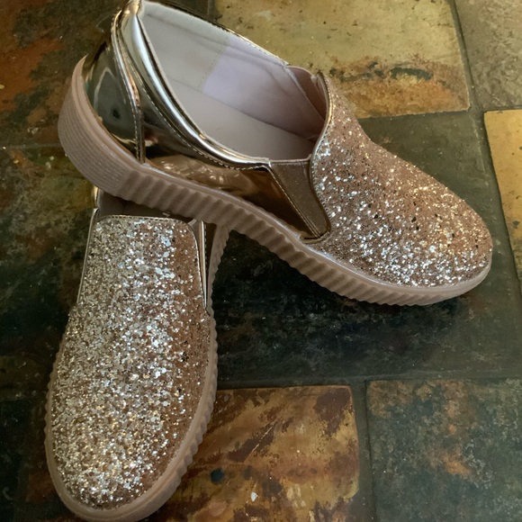 moca | Shoes | Moca Rose Gold Glitter Slip On Sneakers | Poshmark